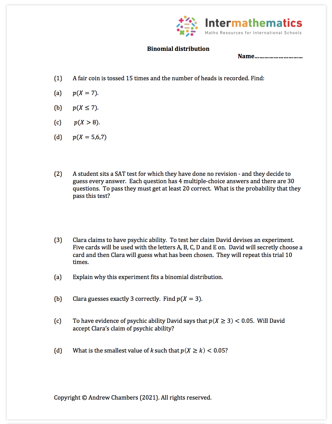Statistics: Distributions – intermathematics
