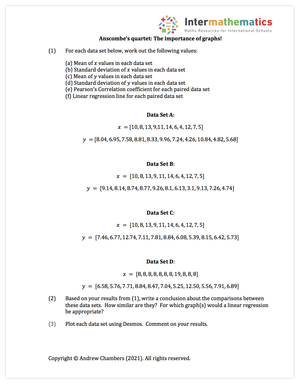 Statistics: Data Analysis – intermathematics
